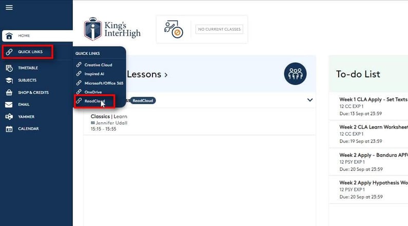 How will my King's InterHigh pupil access their textbooks? How to login to ReadCloud